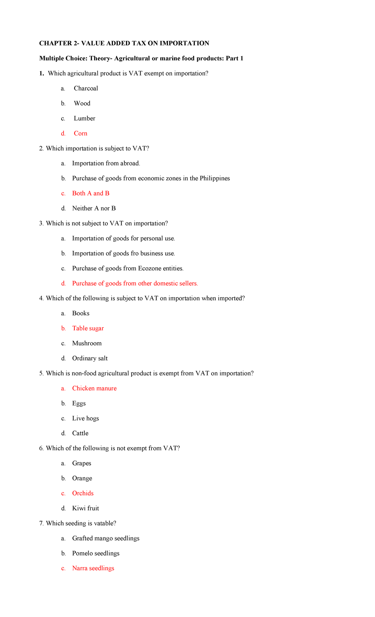 Pdfcoffee - Gyibc - CHAPTER 2- VALUE ADDED TAX ON IMPORTATION Multiple Choice: Theory ...