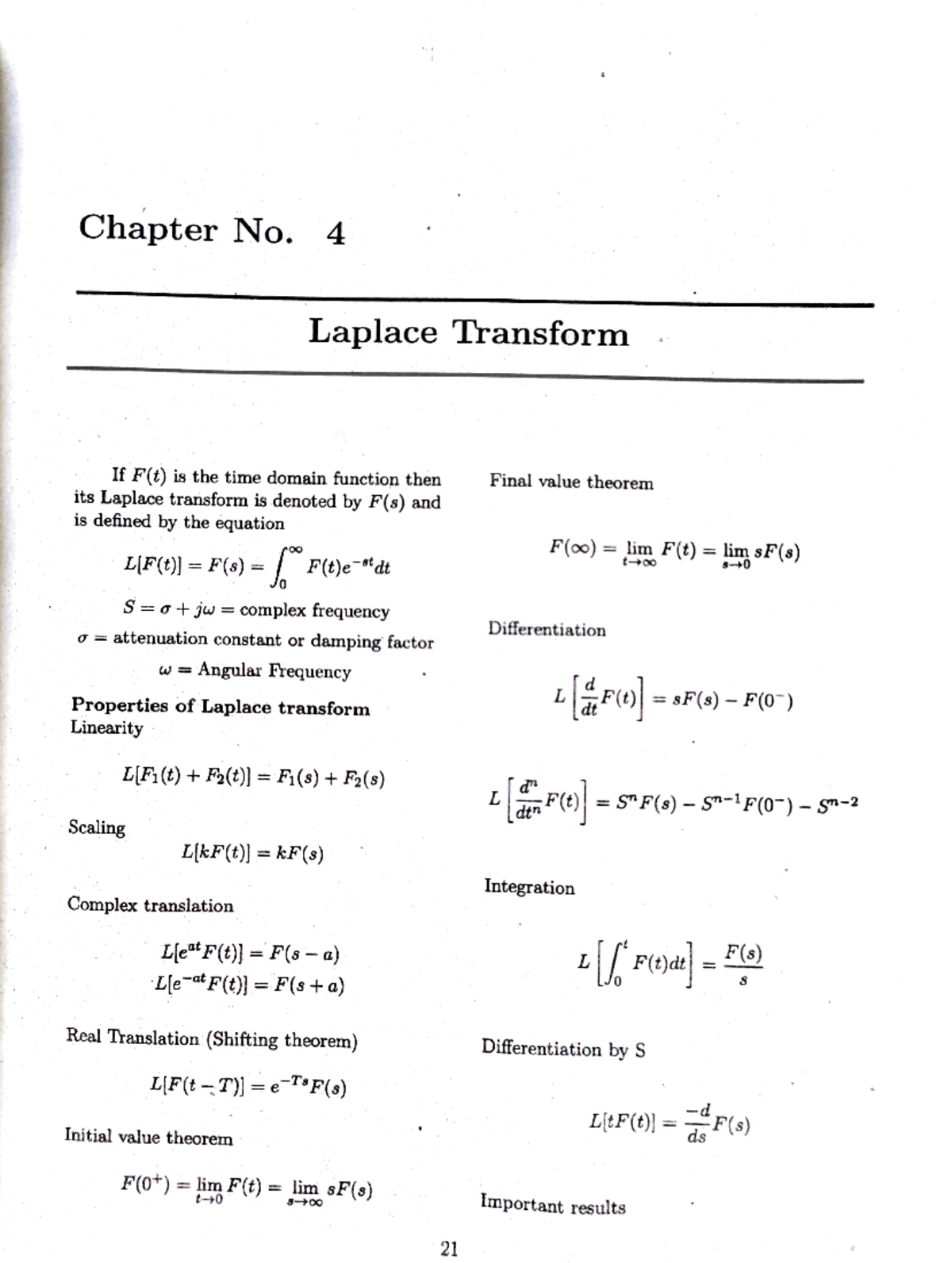 Laplace transform - Chapter No. 4 Laplace Transform Final value theorem ...