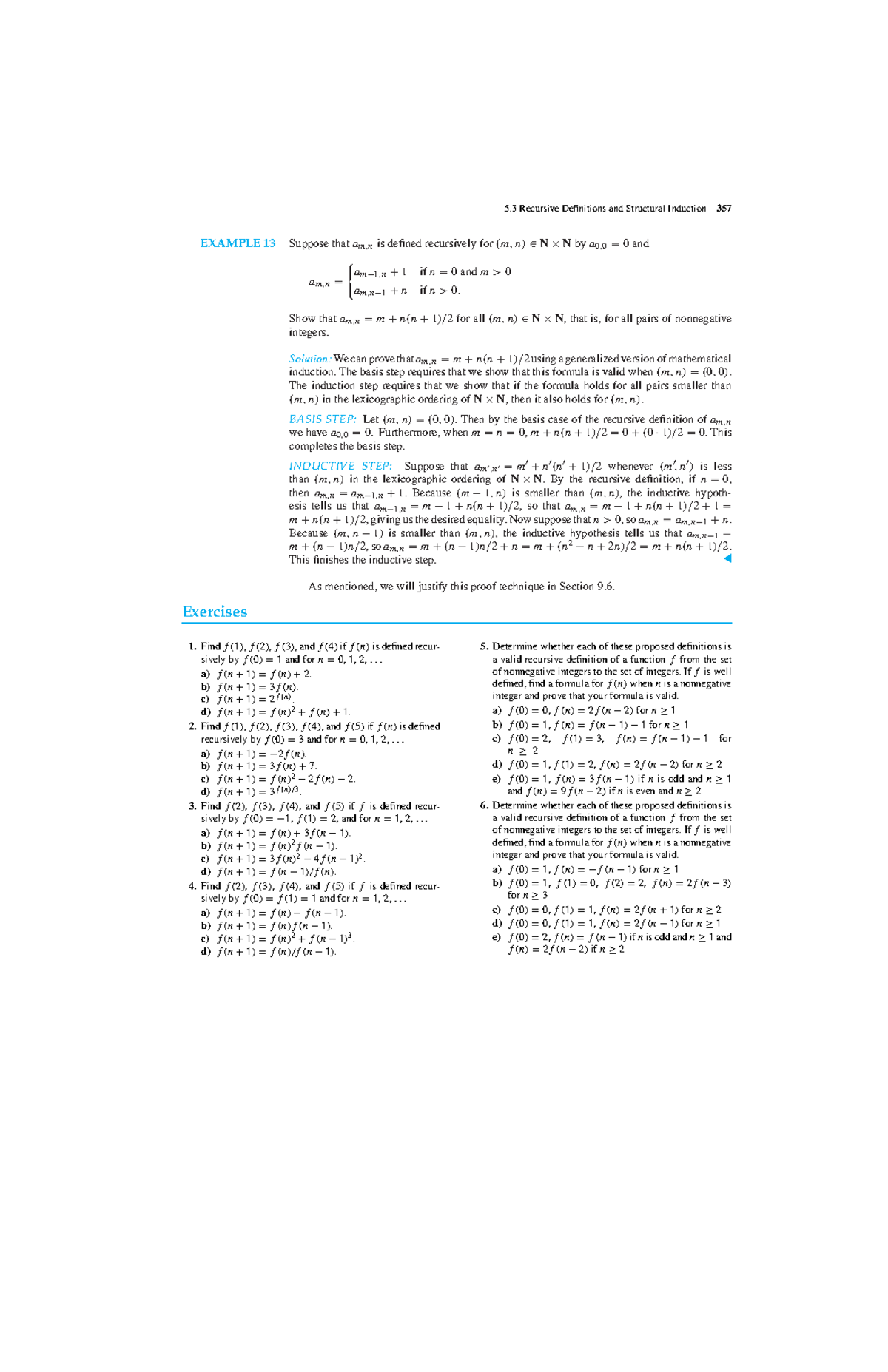Exercise Recursive Definitions And Structural Induction Show That Amn M Nn 1 2 For 9097