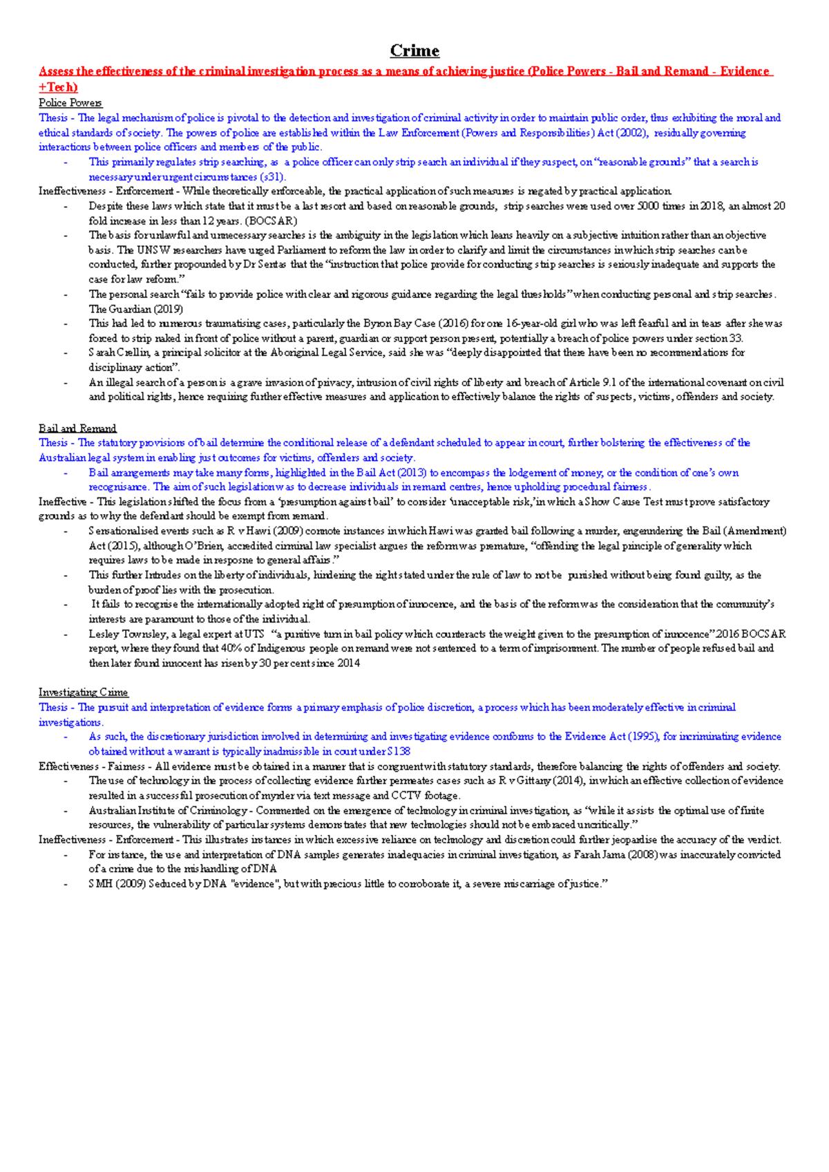 Legal Studies Comprehensive - Crime Assess the effectiveness of the ...