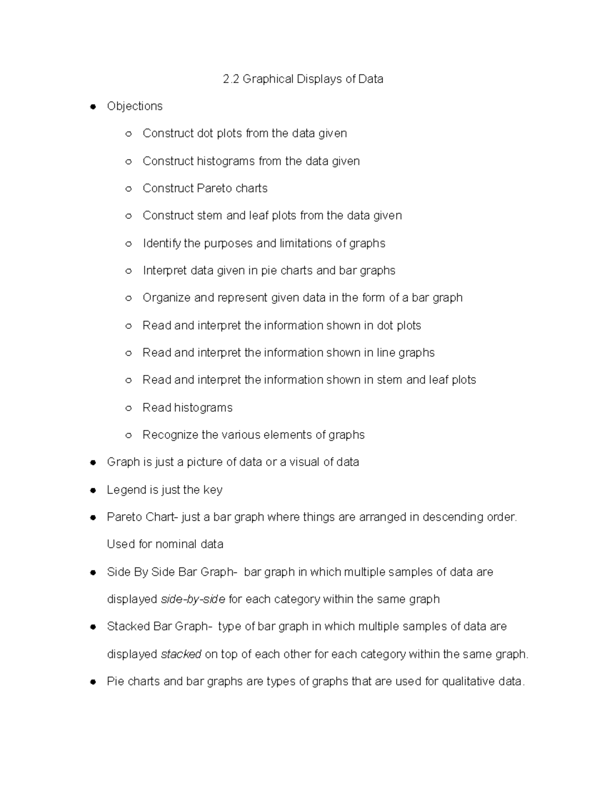 2.2 Graphical Displays of Data - 2 Graphical Displays of Data ...