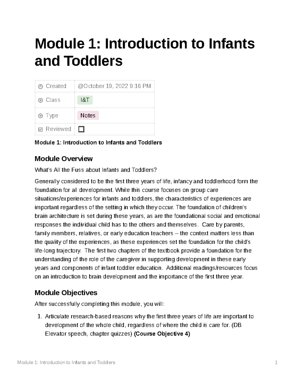 Module 1 Introduction to Infants and Toddlers - Module 1: Introduction ...