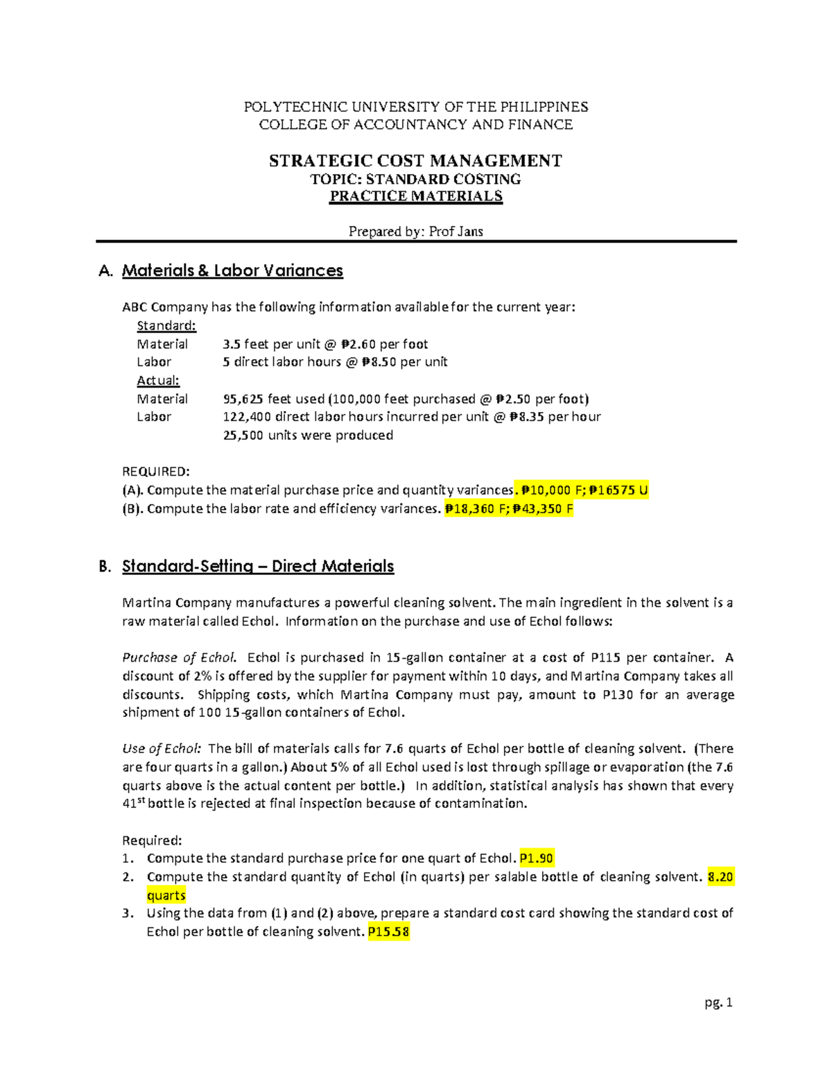 Lecture Notes - Chapter 6 Practice Problems - pg. 1 POLYTECHNIC ...