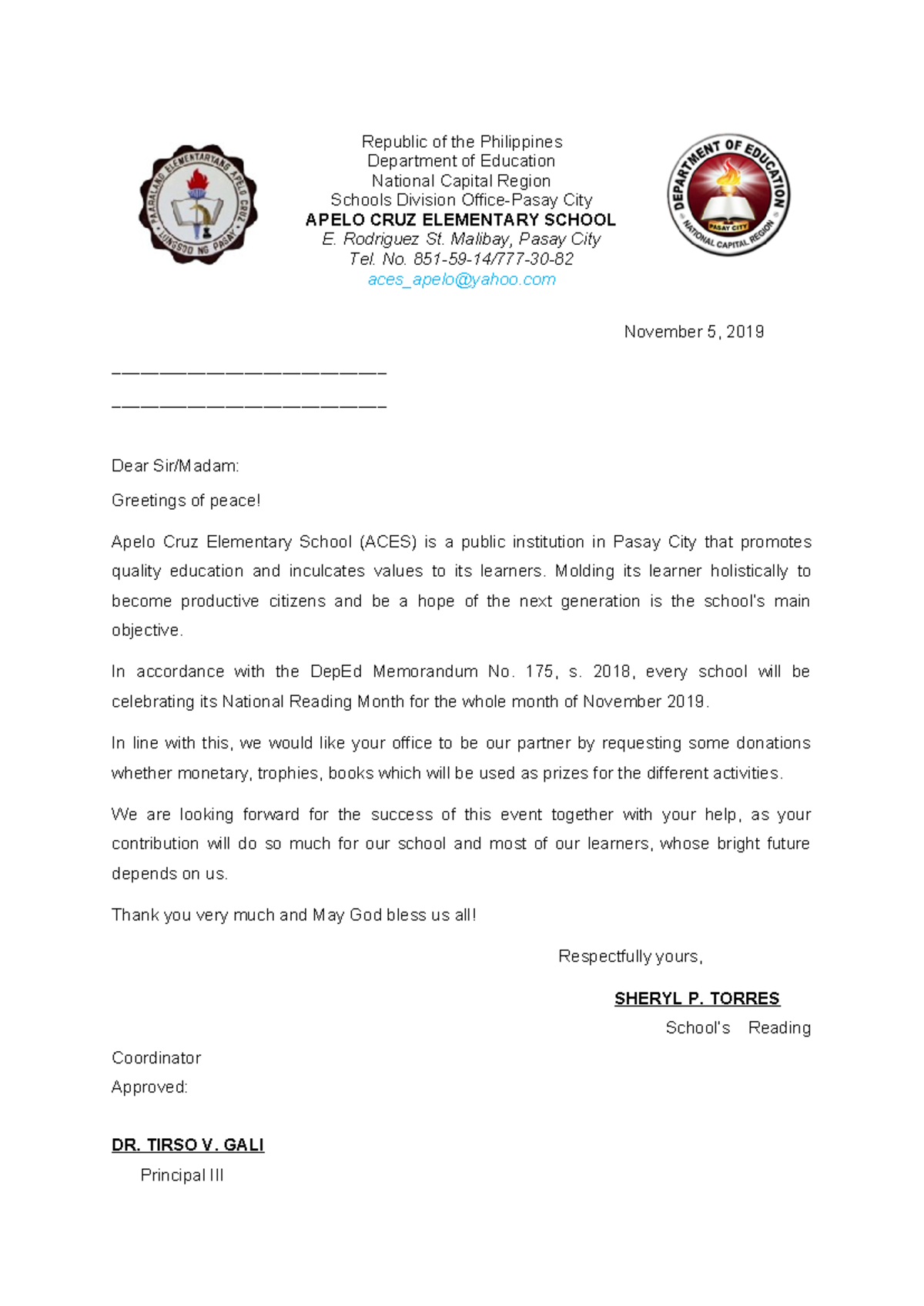 493732277 Solicitation Paper Reading Month - Republic of the ...