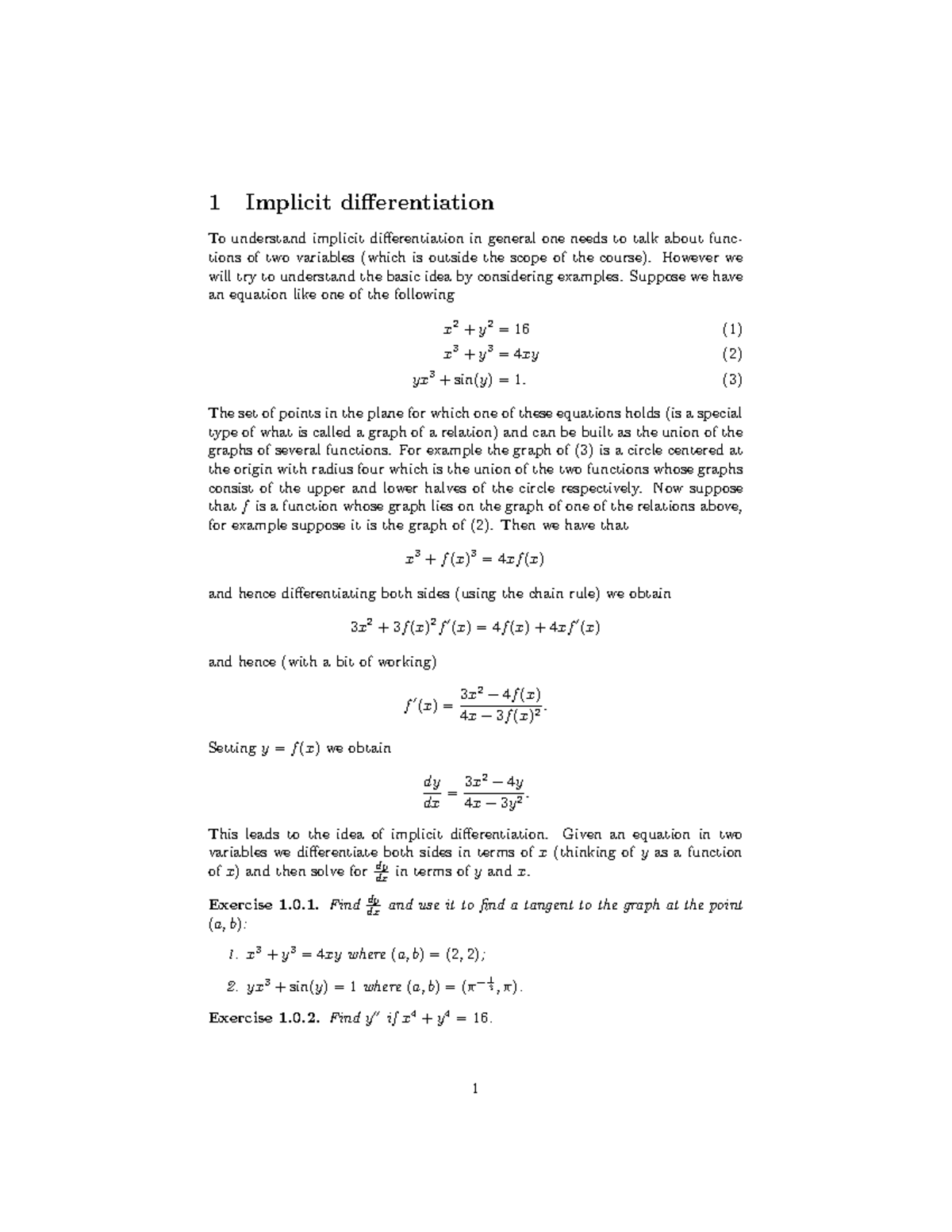 Implicit differentiation - However we will try to understand the basic idea by considering ...