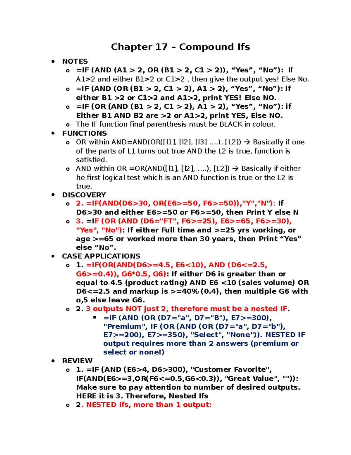 BUS-K 201 Computer in Business - Excel Chapter 17 Summary, Notes, and ...