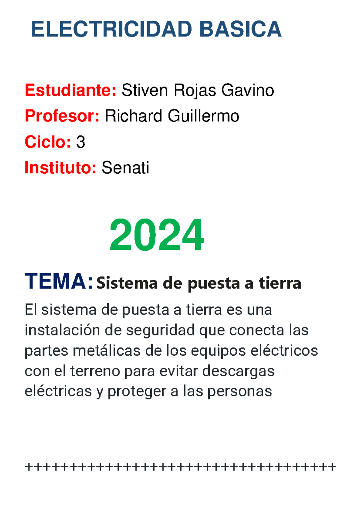 Electricidad+ Basica+ - ELECTRICIDAD BASICA Estudiante: Stiven Rojas ...