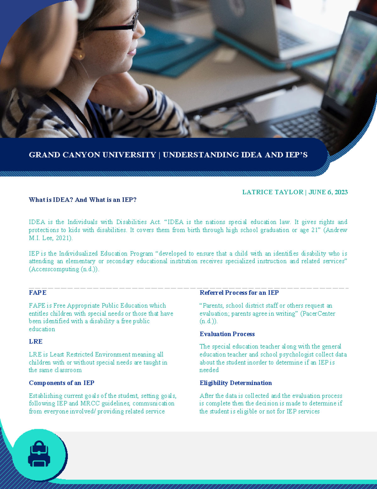 Understanding IDEA AND IEP’S - GRAND CANYON UNIVERSITY | UNDERSTANDING ...