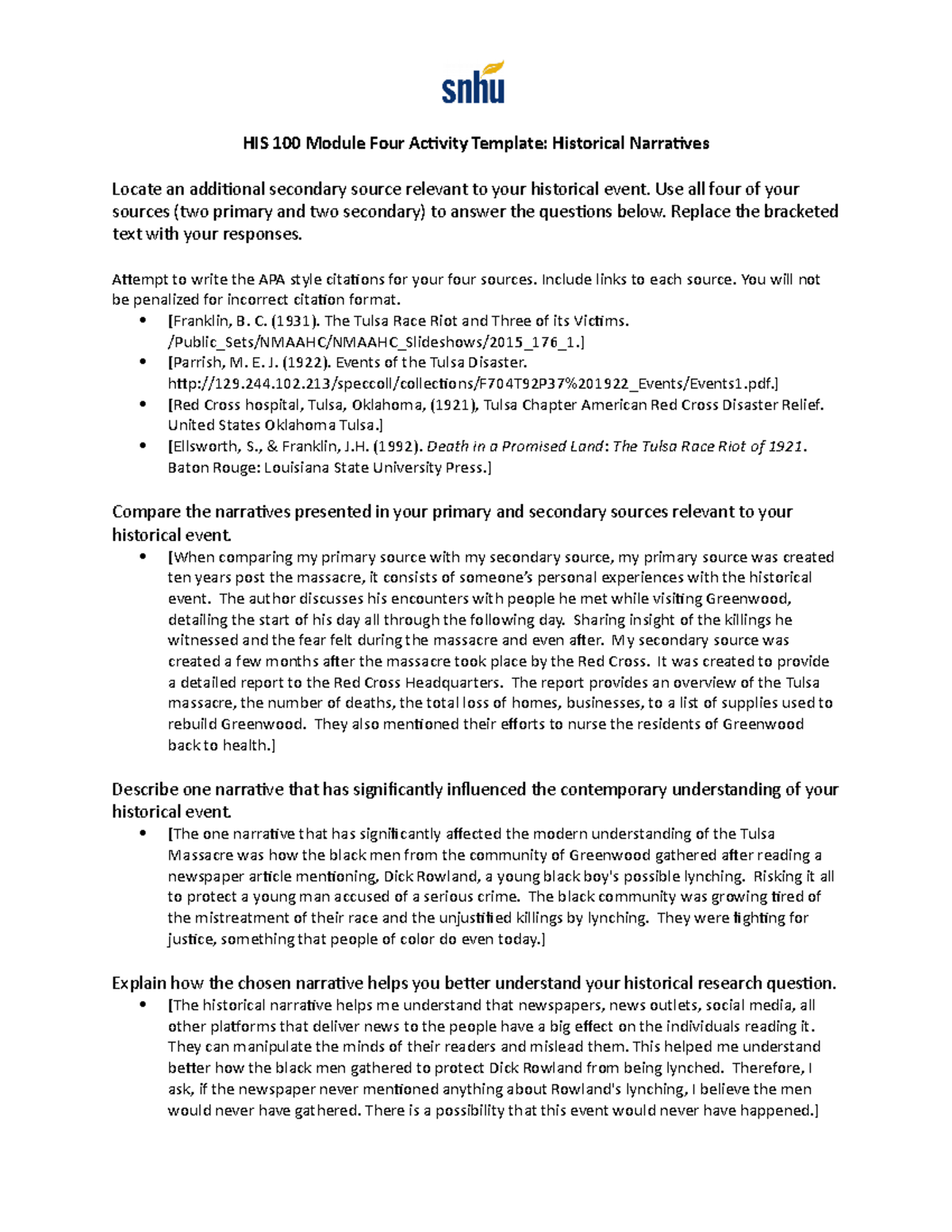 4-2 Activity- Analyzing Historical Narratives - HIS 100 Module Four ...