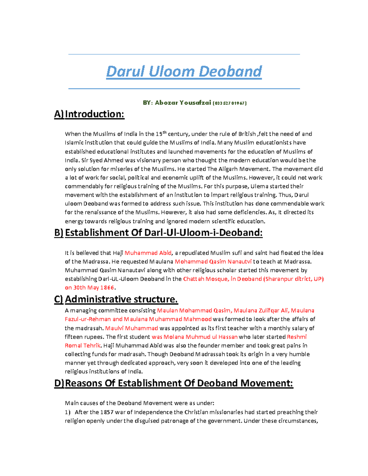 Darul Uloom Deoband - Pre Pakistan Movements - Darul Uloom Deoband BY ...