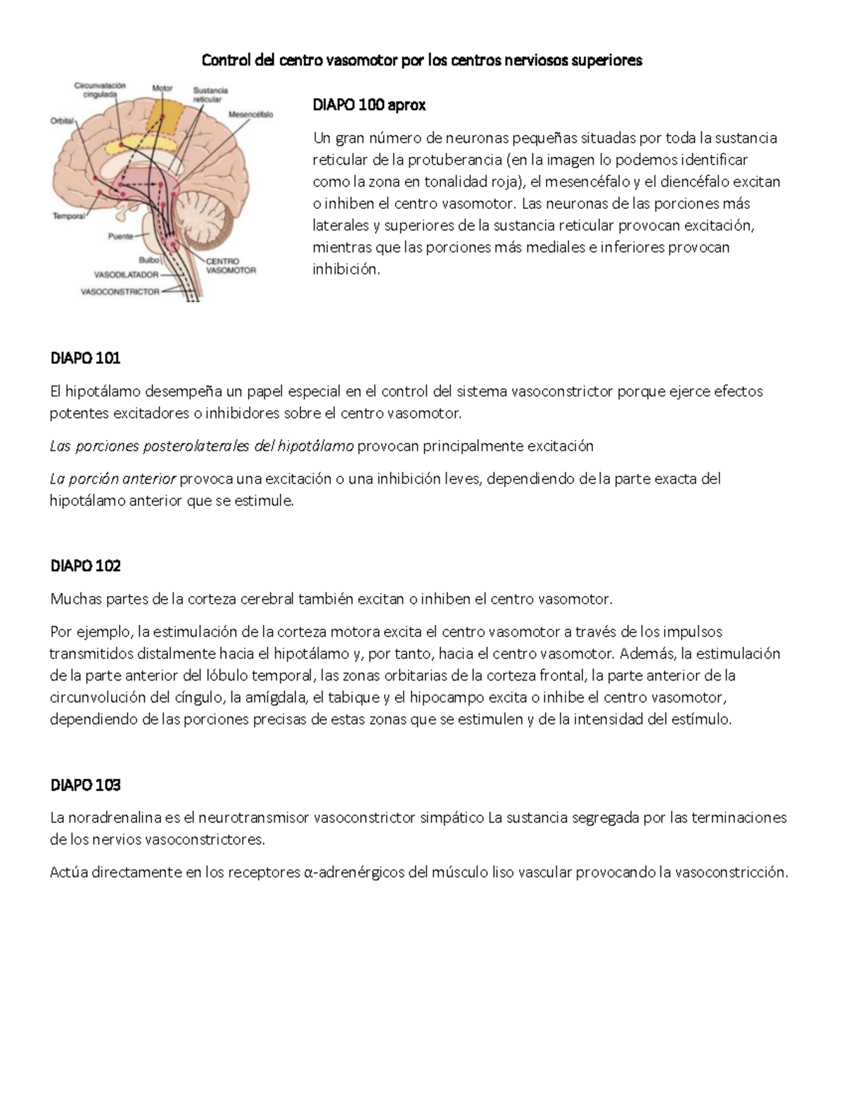 Control del centro vasomotor por los centros nerviosos superiores - Las ...