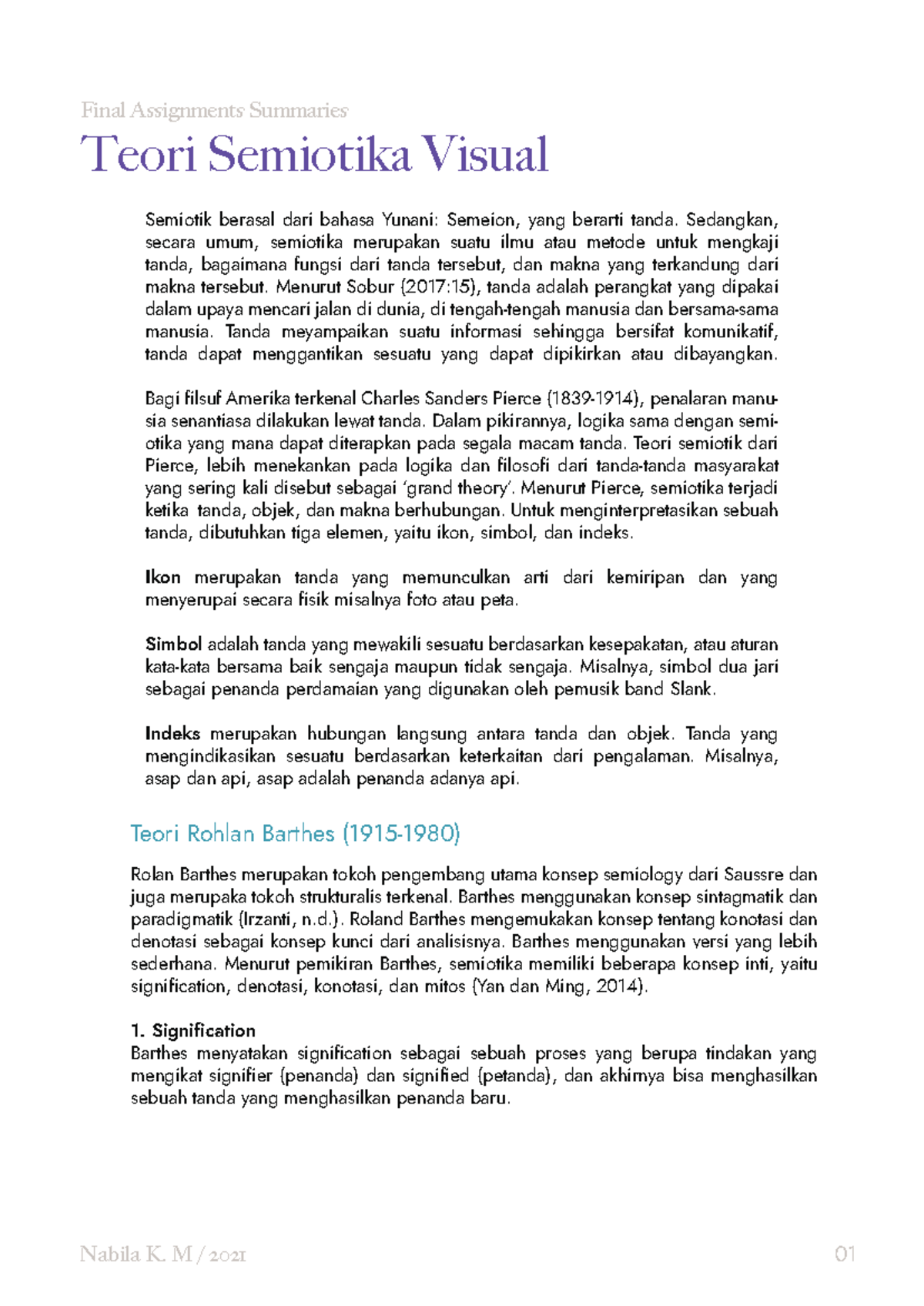 Semiotika Visual (Final Assignments and Summaries) - Teori Semiotika ...