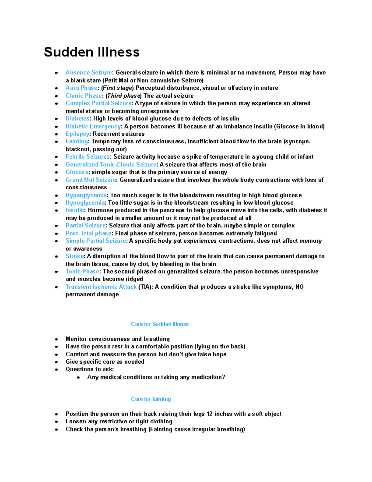 Chapter 15 Sudden Illness - Sudden Illness Absence Seizure: General ...