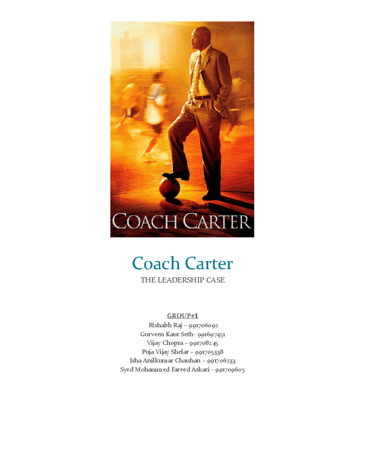 Group#1- Coach Carter -The Leadership Case Report - Coach Carter ...