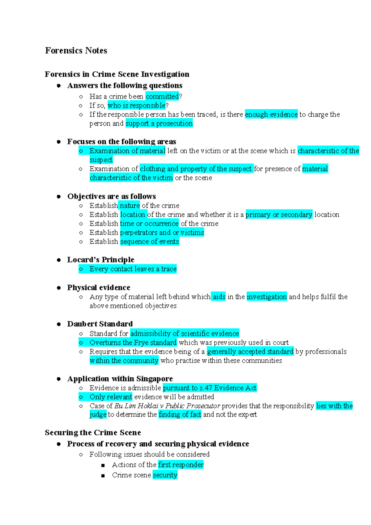 Forensics Notes - Forensics Notes Forensics in Crime Scene ...