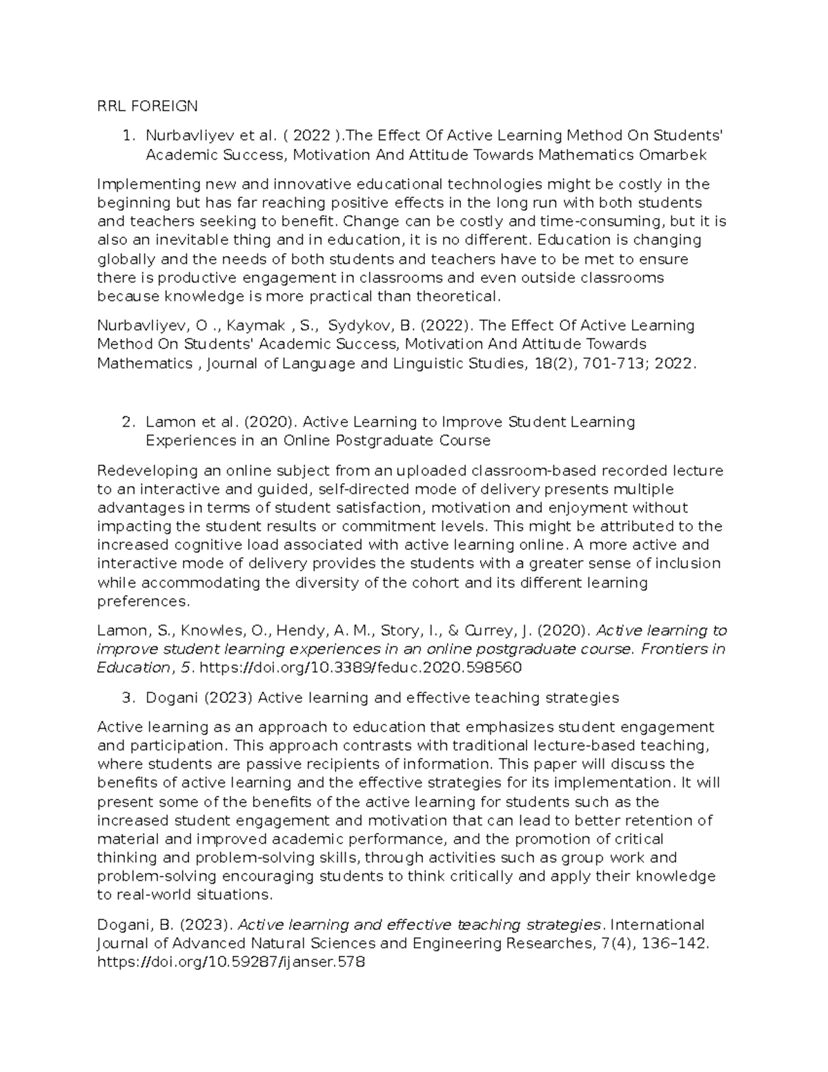 Rrl new - Summary Bachelor of Secondary Education in Science - RRL ...