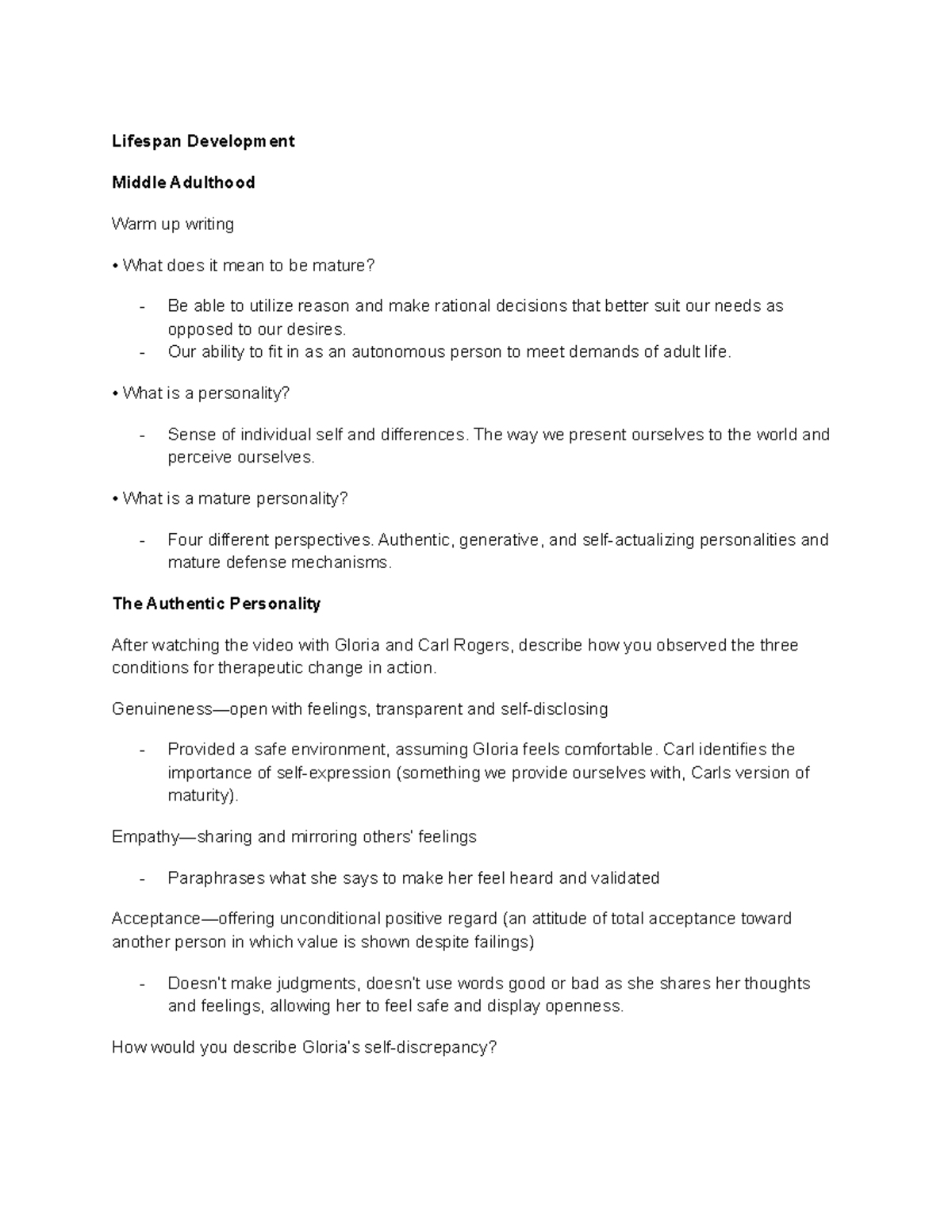 LSPD Week 11 - Lecture 11 worksheet. Professor Shaenfield, Life Span ...