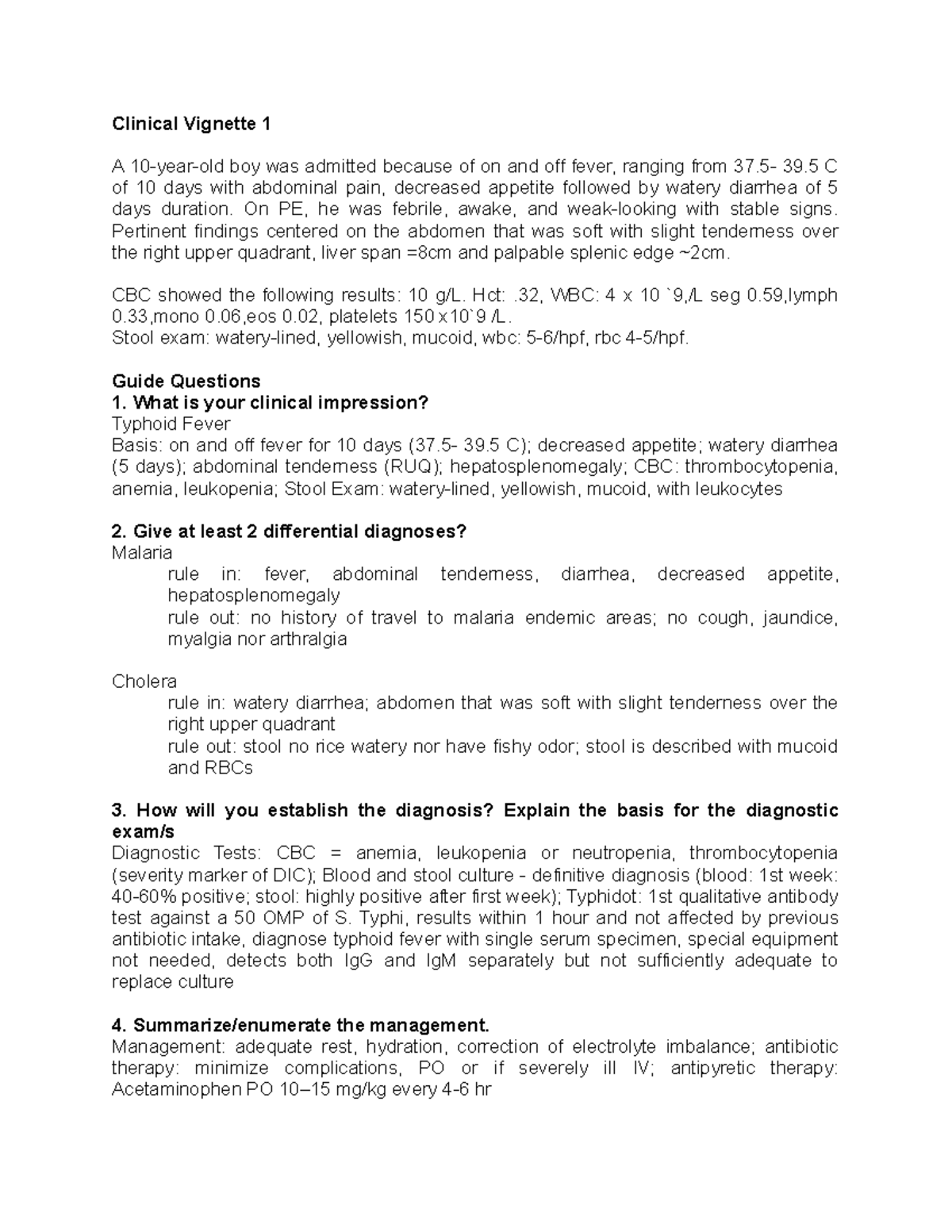 Clinical Vignette - Bacte B - Clinical Vignette 1 A 10-year-old boy was ...