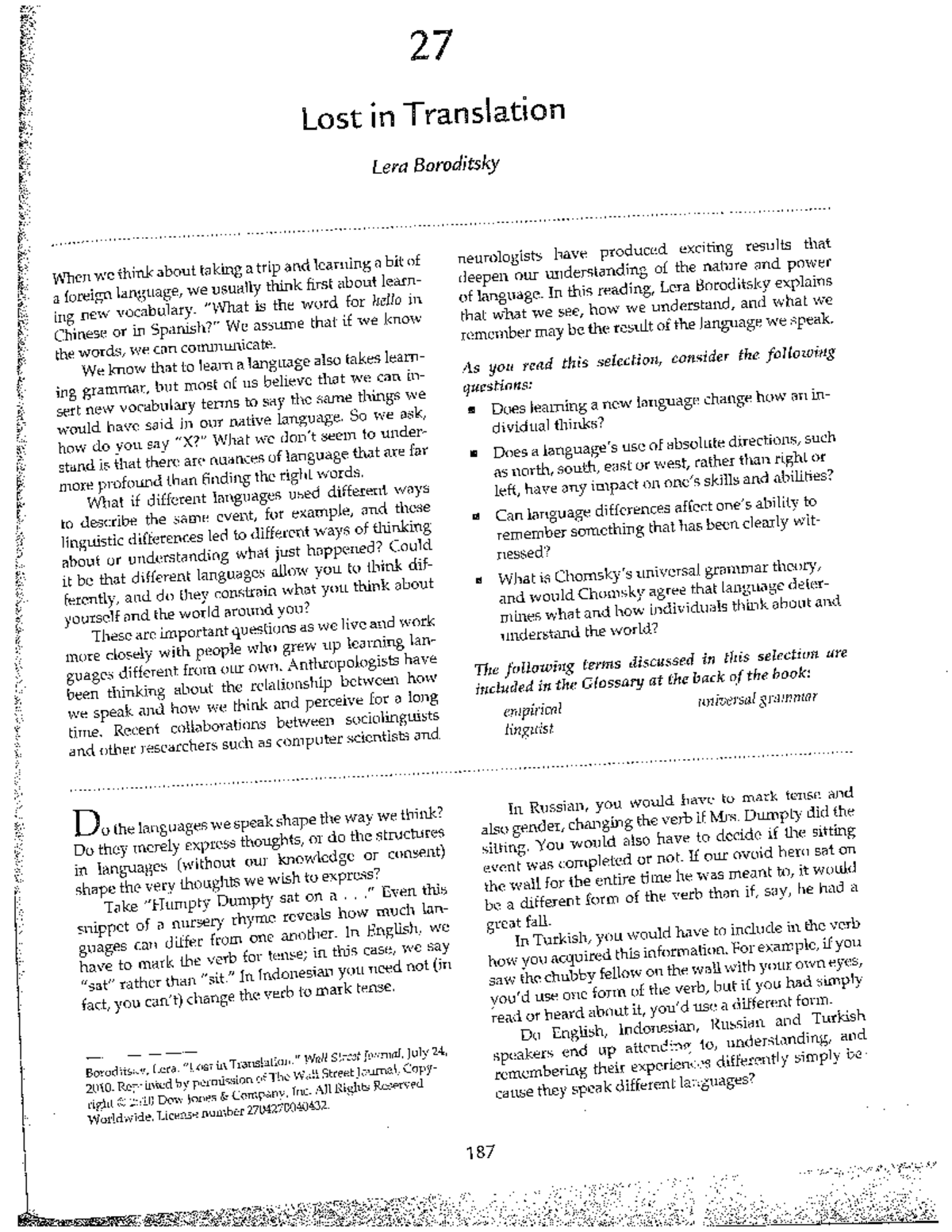 Boroditsky Lost in Translation - ANSC 101 - Studocu