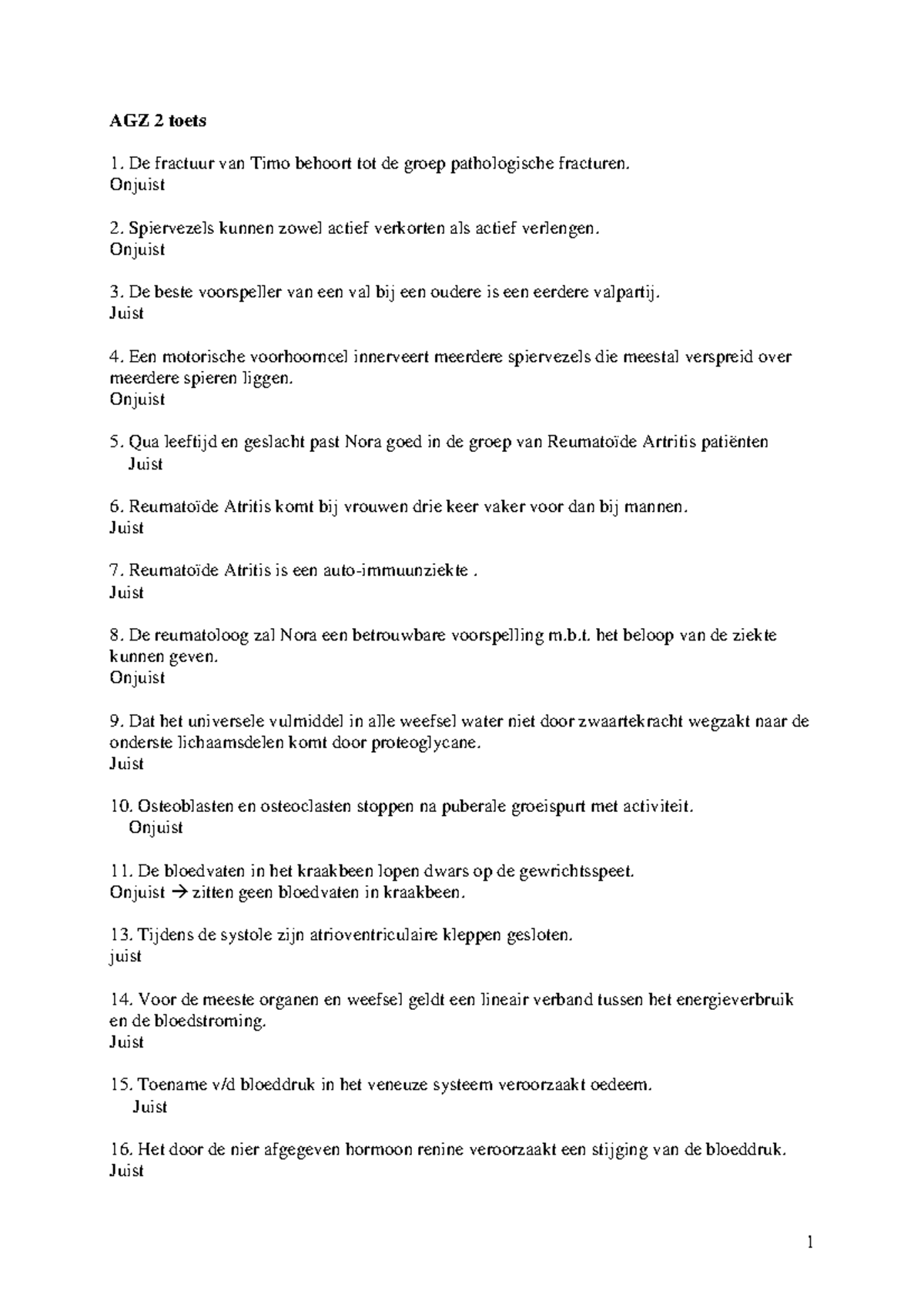 AGZ 2 toets - AGZ 2 toets De fractuur van Timo behoort tot de groep ...