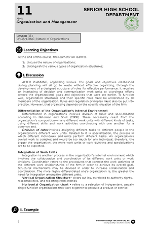 Org Man SLM Module 1 - Organization and Management - 11 SELF-LEARNING ...