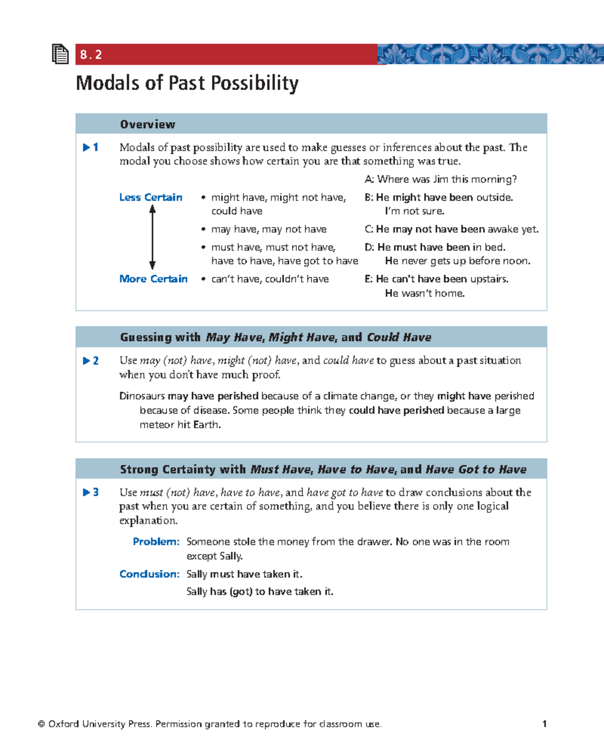 Modals of Past Possibility - 2 Overview Modals of past possibility are ...
