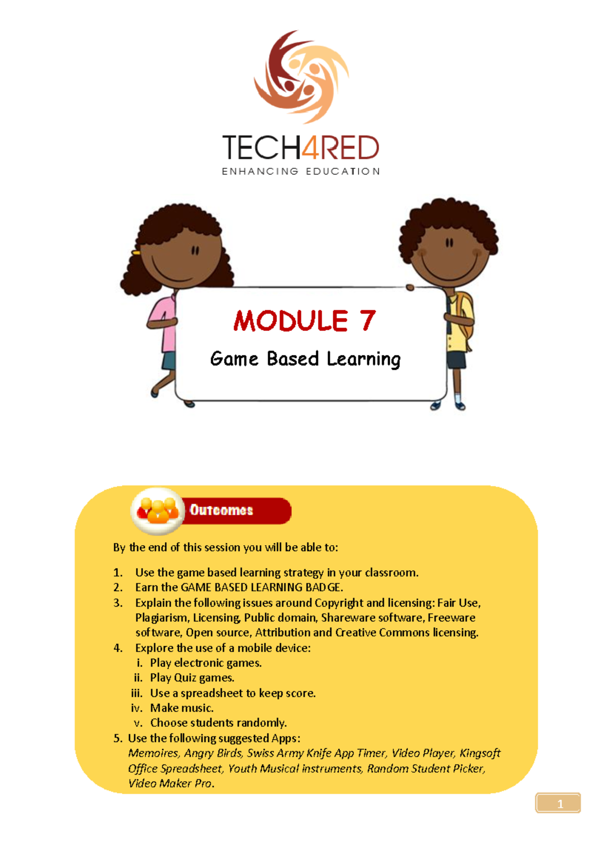 ICT4RED Module 7 Game based Learning Teacher Manual - By the end of ...