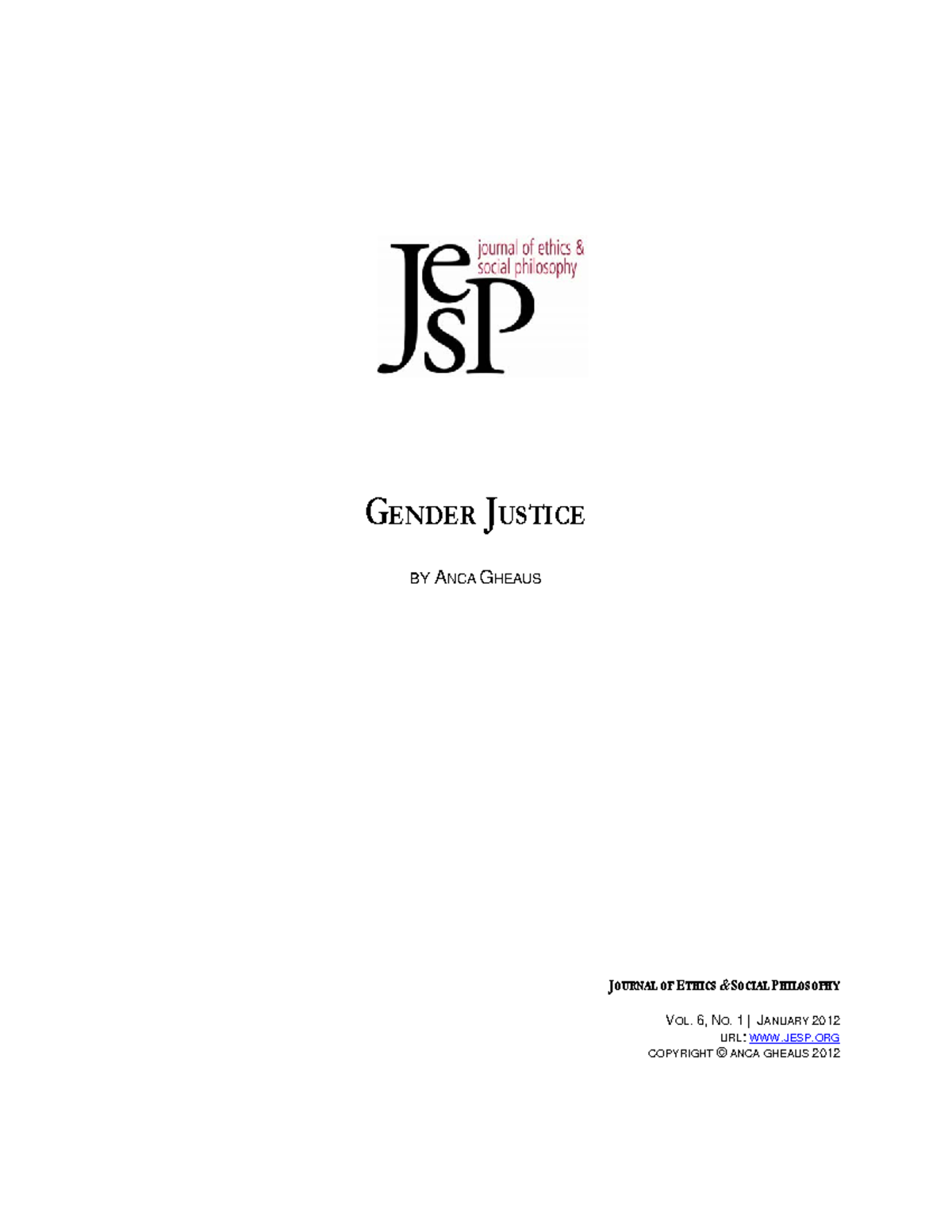Gender Justice System - G ENDER J USTICE BY ANCA G HEAUS J OURNAL OF E ...