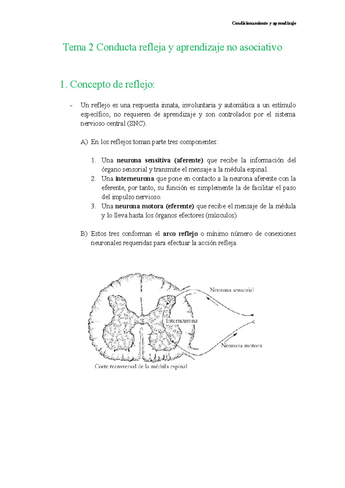 Condicionamiento y aprendizaje - Tema 2 Conducta refleja y aprendizaje ...