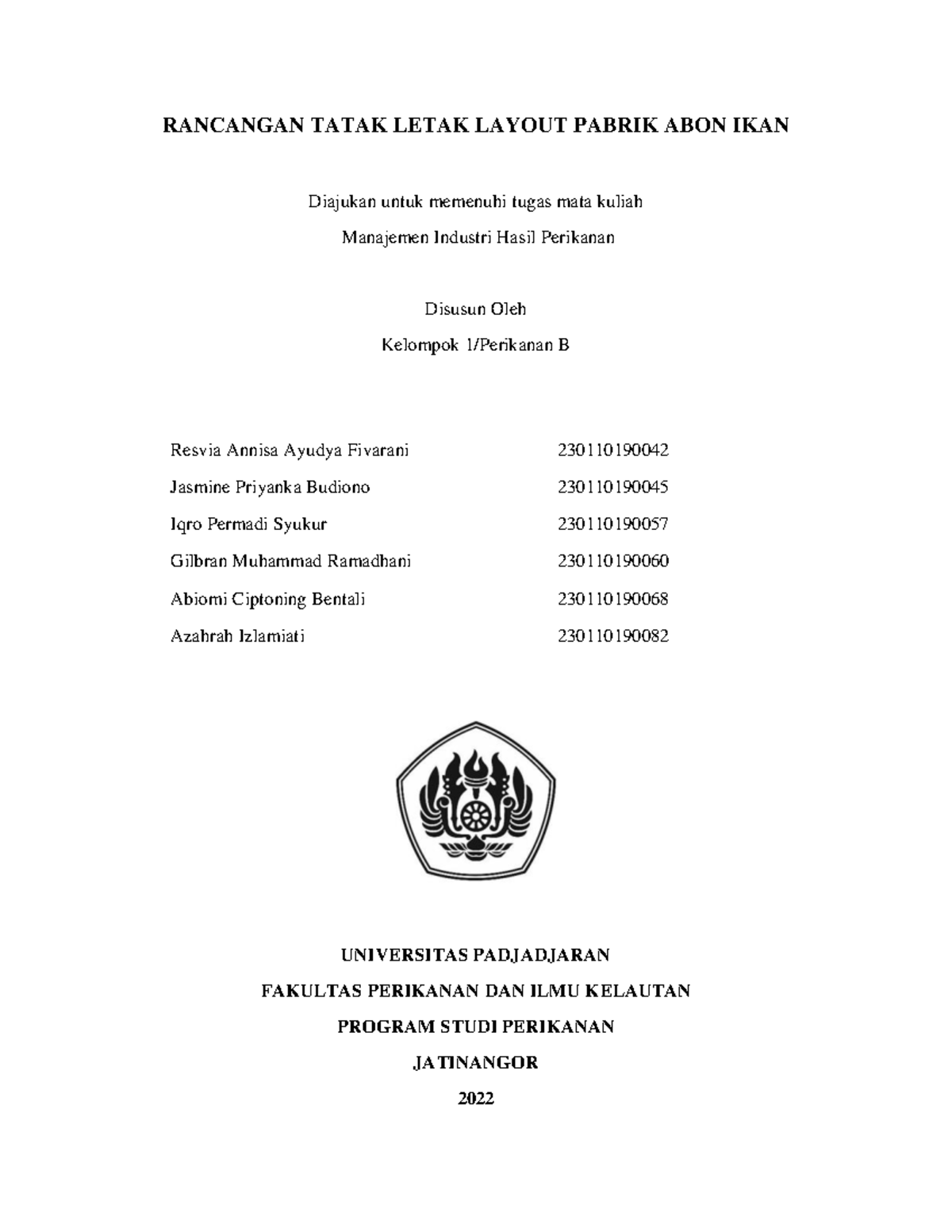 Kelompok 1 Layout Pabrik Perusahaan Abon Ikan - RANCANGAN TATAK LETAK ...