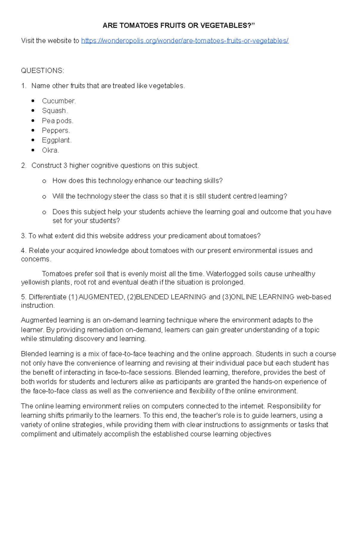Introduction to Web-based Instruction - ARE TOMATOES FRUITS OR ...