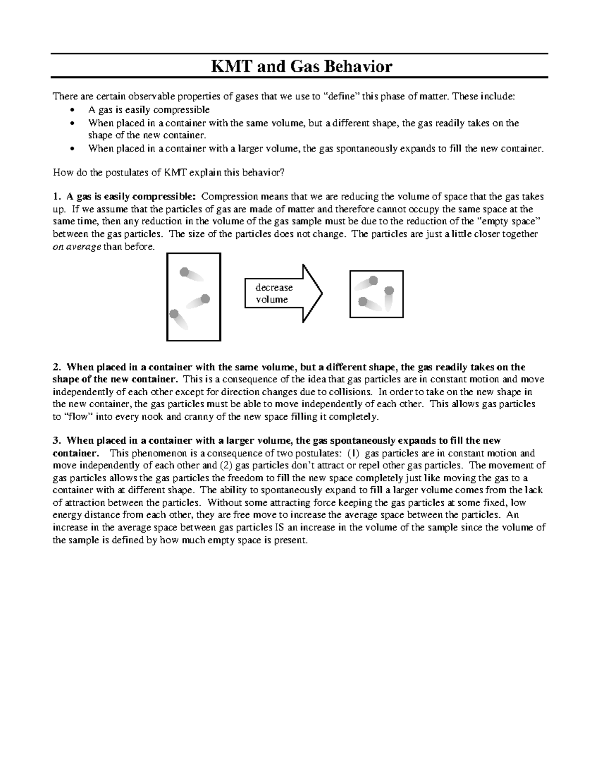 KMT Gas Behavior - Lecture notes 3 - KMT and Gas Behavior There are ...