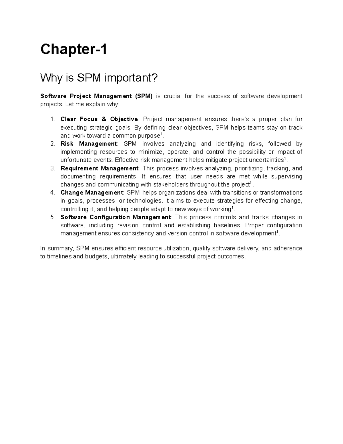 SPM(Chapter - 1) - Chapter- Why is SPM important? Software Project Management (SPM) is crucial ...