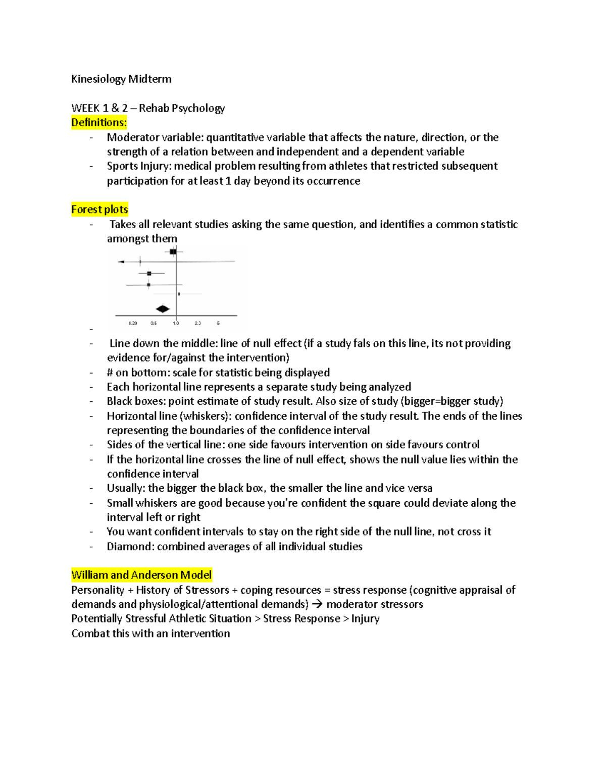 Kinesiology Midterm for 1070! helped - Kinesiology Midterm WEEK 1 & 2 – Rehab Psychology - Studocu