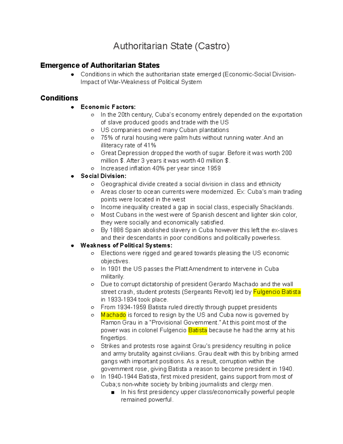Authoritarian State (Castro) - Authoritarian State (Castro) Emergence ...