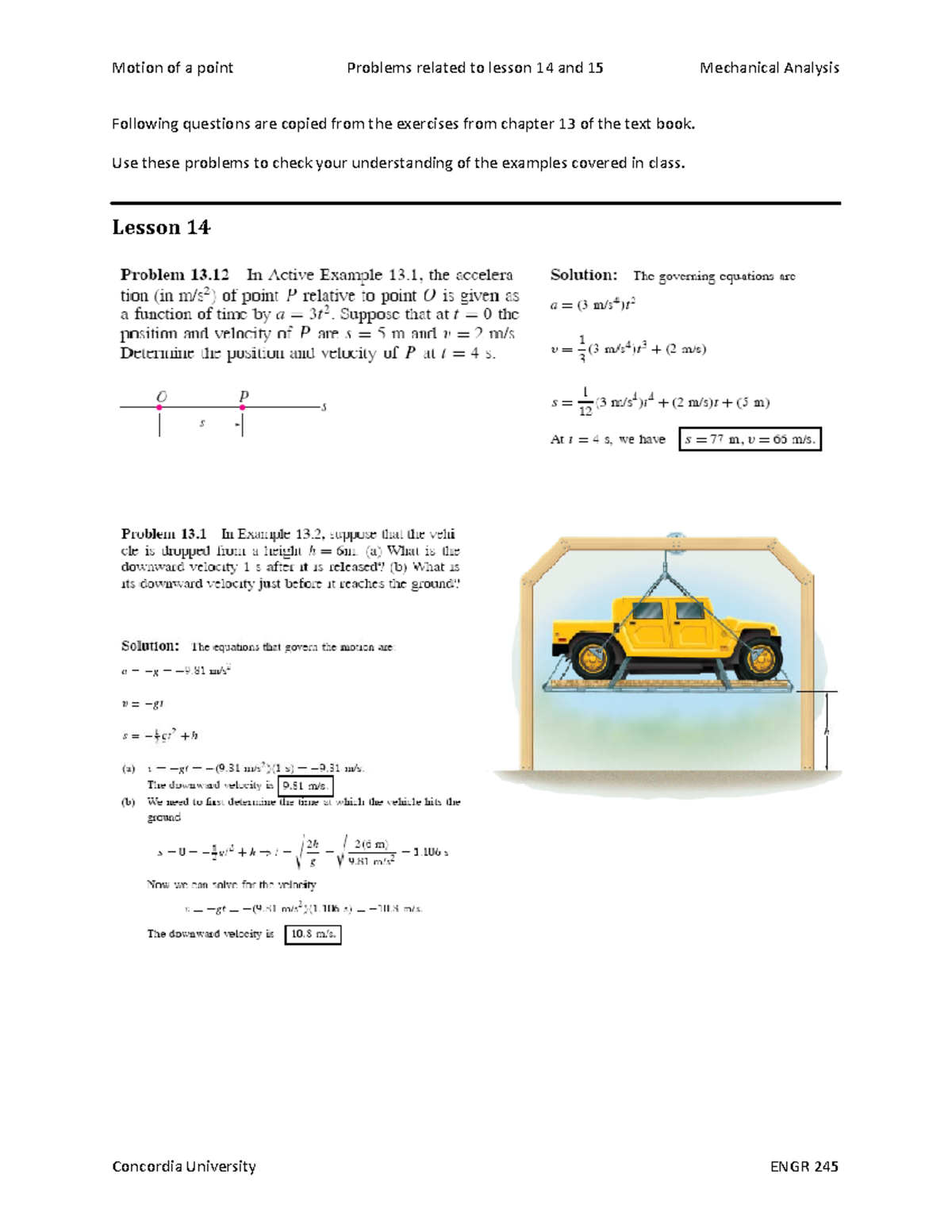 R8-Ch13-Motion of a point-W09 - Motion of a point Problems related to ...