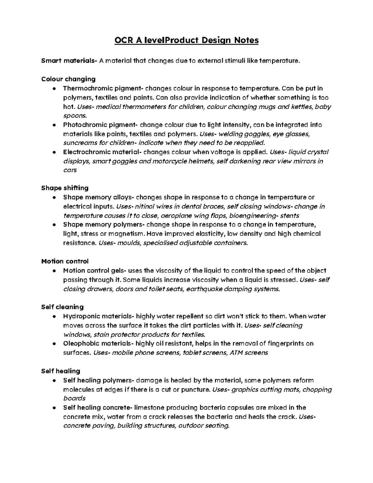 OCR A level Product Design Notes - OCR A levelProduct Design Notes ...