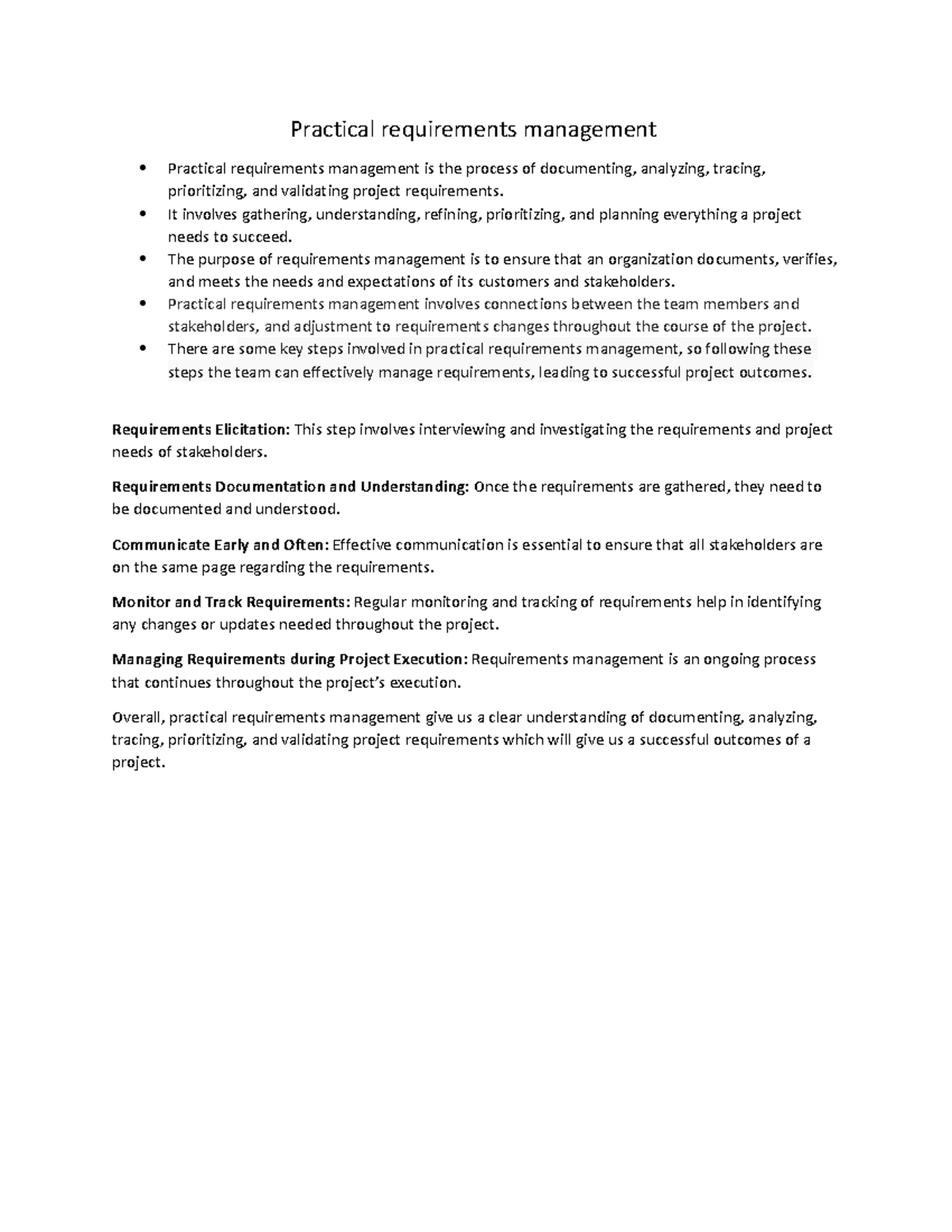 Interview Practical requirements management - Practical requirements management Practical - Studocu