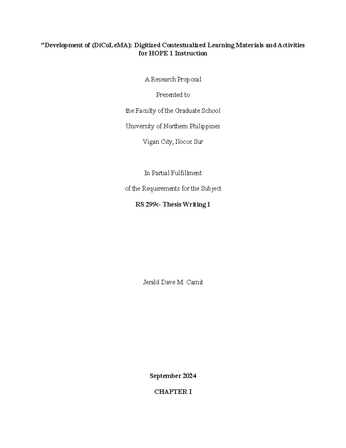 Camit Titles FOR Approval - "Development of (DiCoLeMA): Digitized Contextualized Learning - Studocu