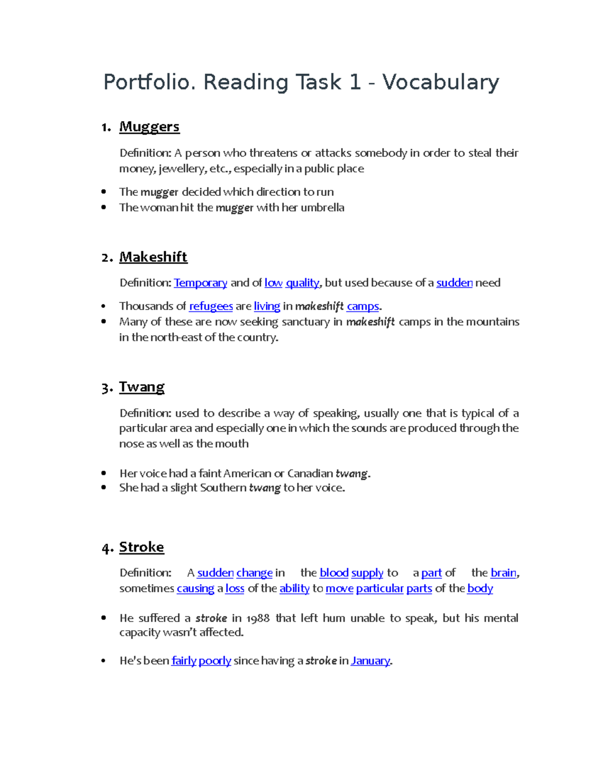 Portfolio. Reading Task 1 - Portfolio. Reading Task 1 - Vocabulary 1 ...