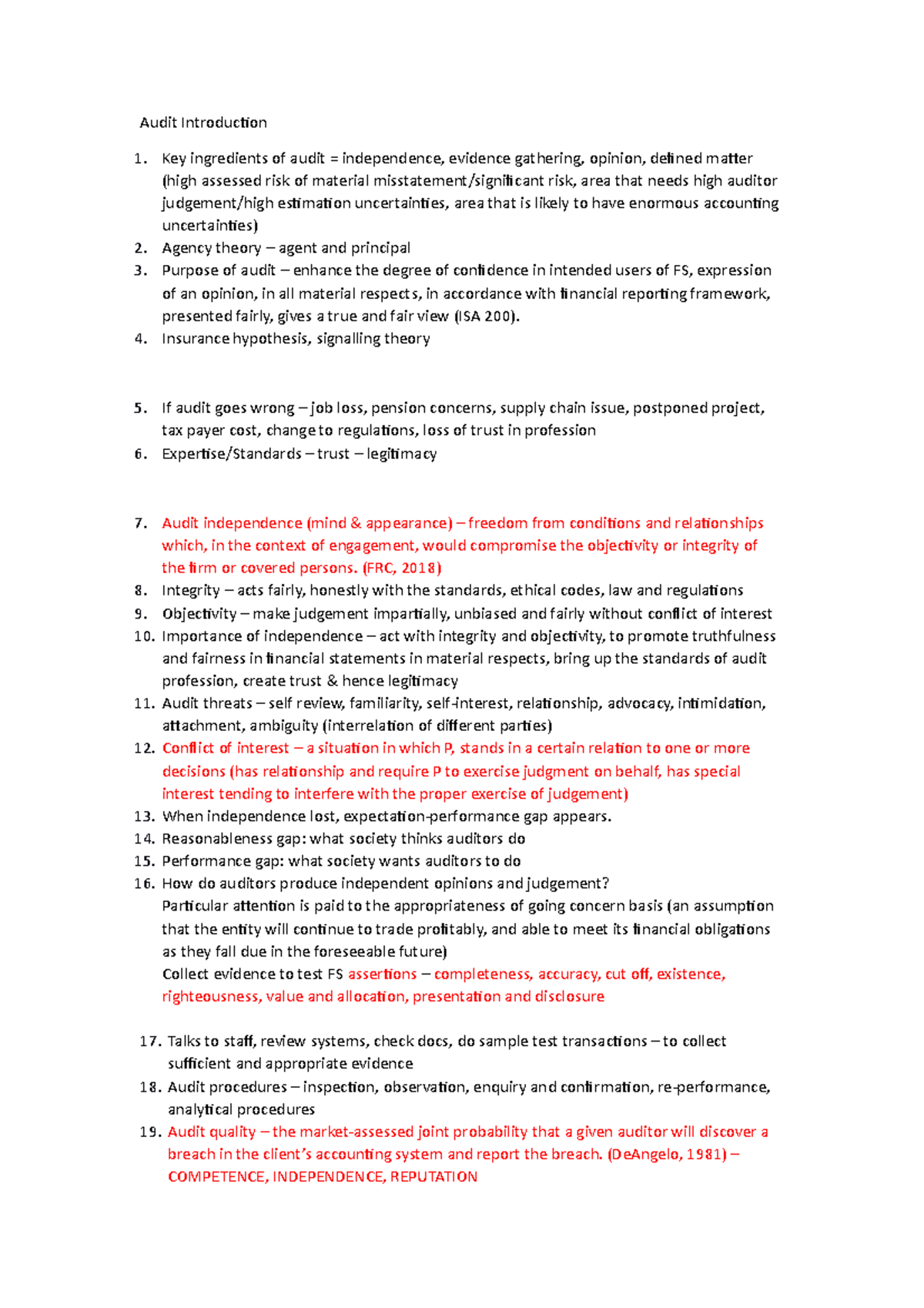 Audit Introduction Note - Audit Introduction Key ingredients of audit ...