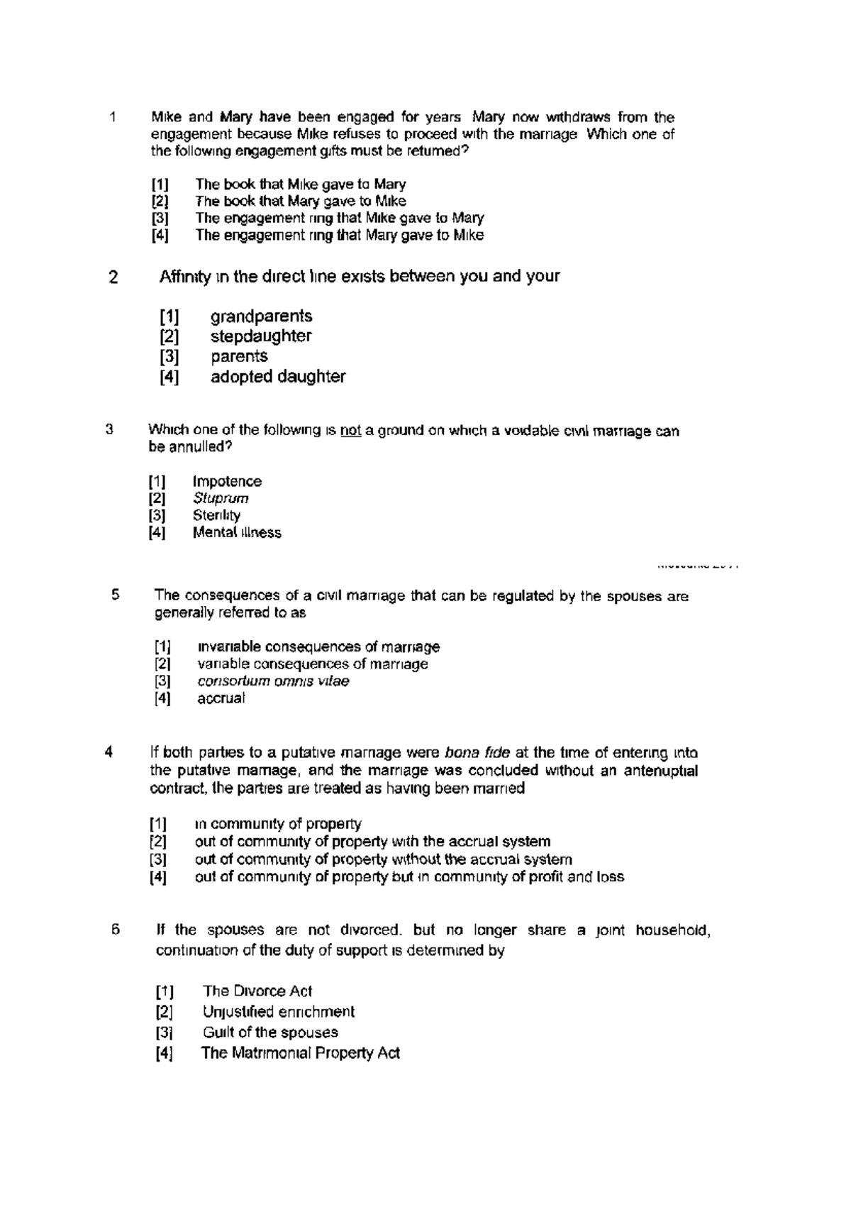 PVL2601-designed question paper - (1) John asks Sibongile to marry him ...