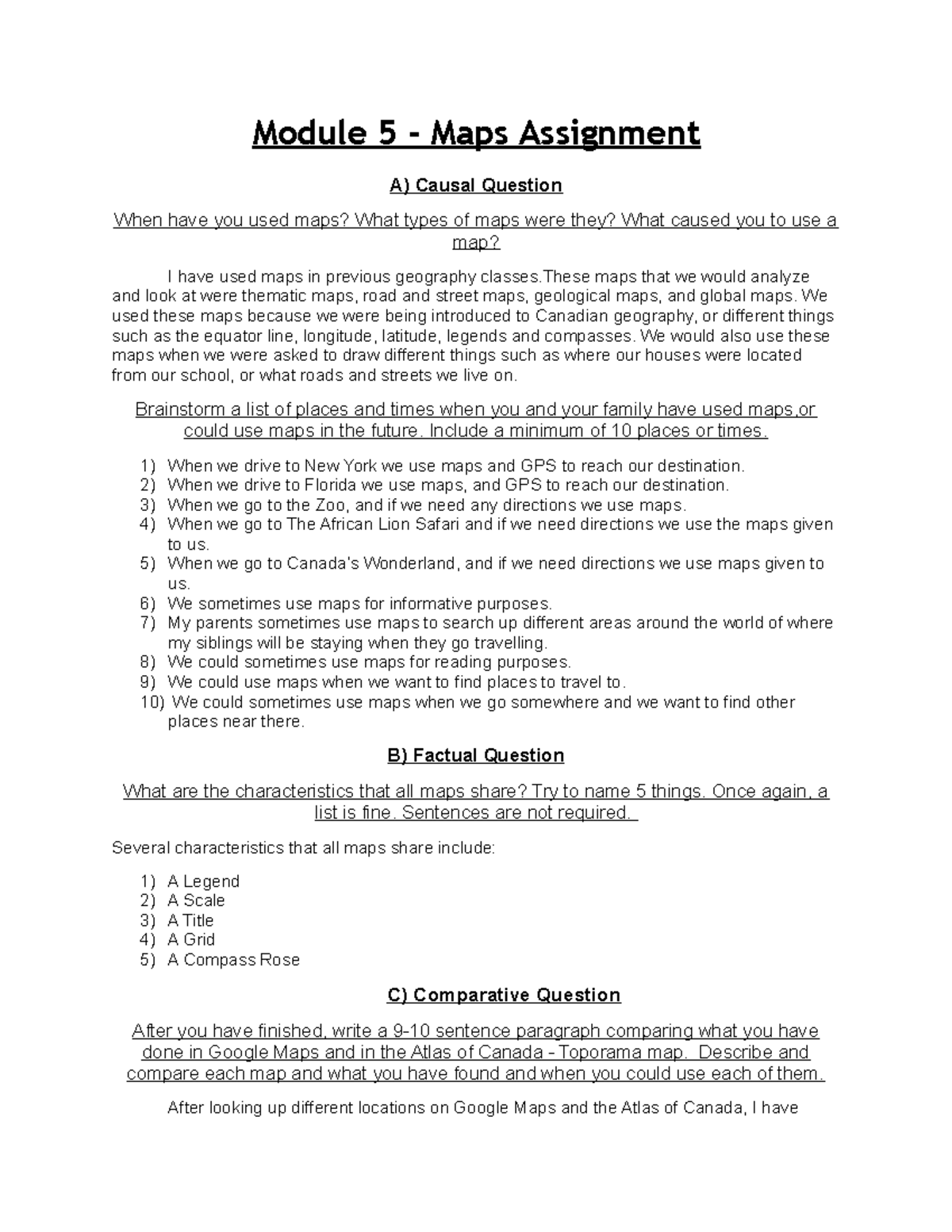 CGC1D Module 5 - Ms. G - Module 5 - Maps Assignment A) Causal Question ...
