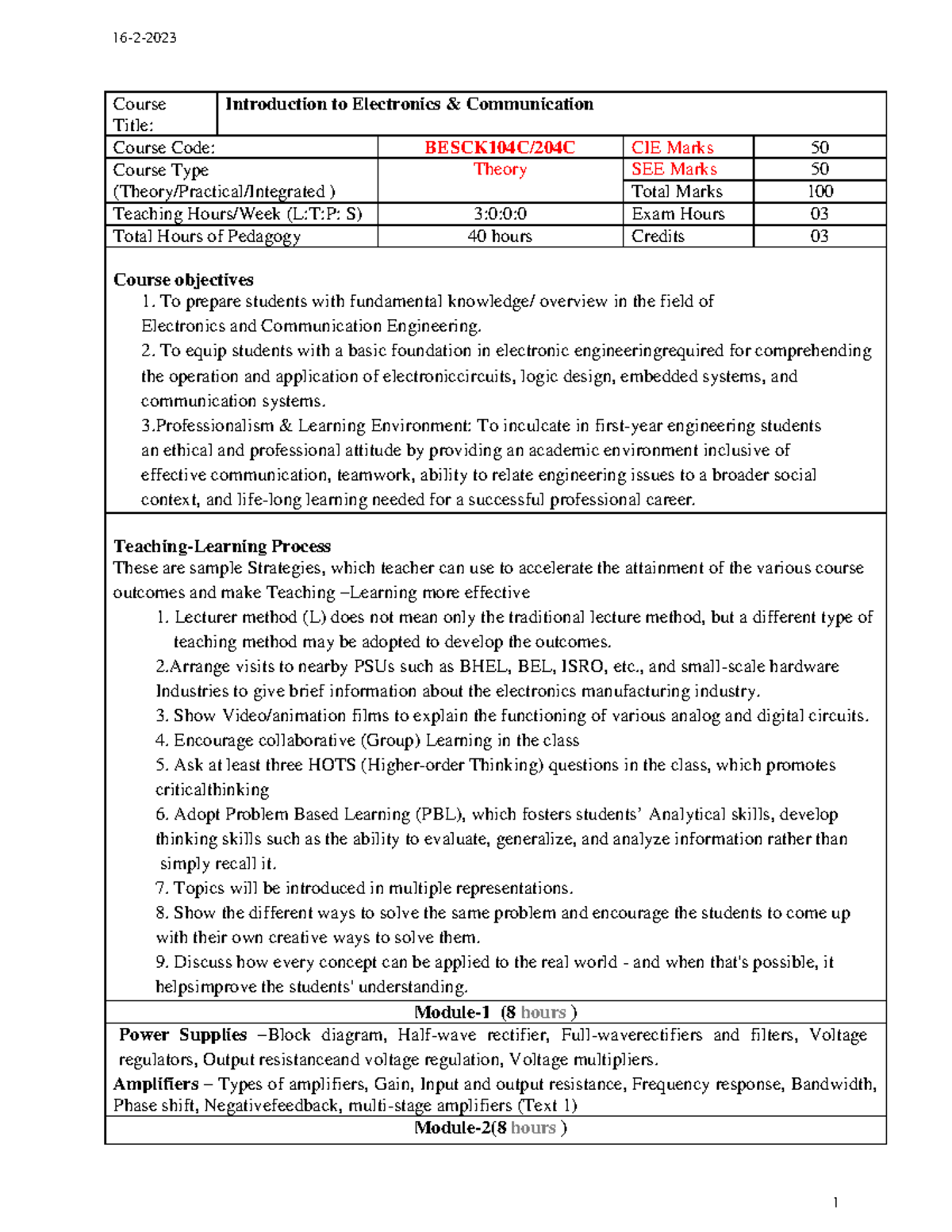 Besck 104C - Syllabus - Course Title: Introduction to Electronics ...