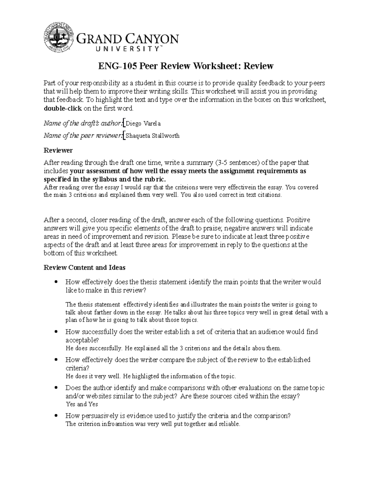 ENG-105-RS-Review Peer Review Worksheet Online - ENG-105 Peer Review ...