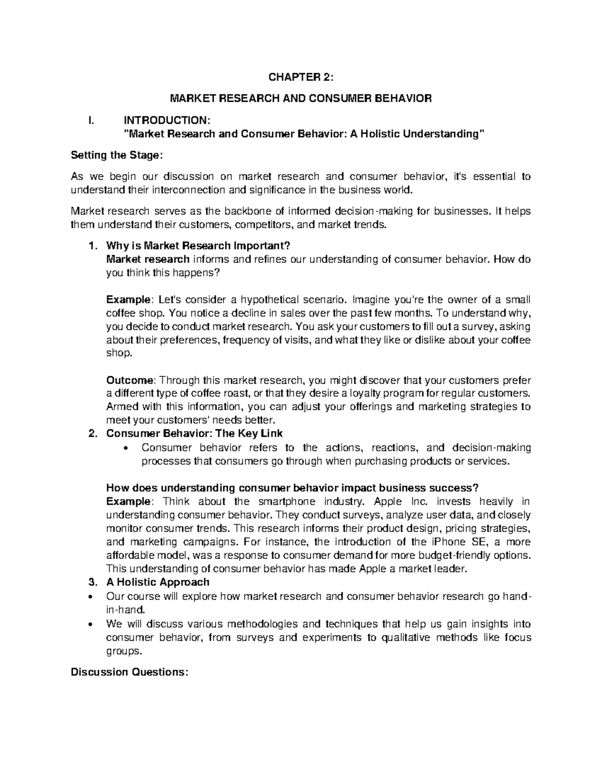 Chapter 2 - Market Research and Consumer Behavior - CHAPTER 2: MARKET ...