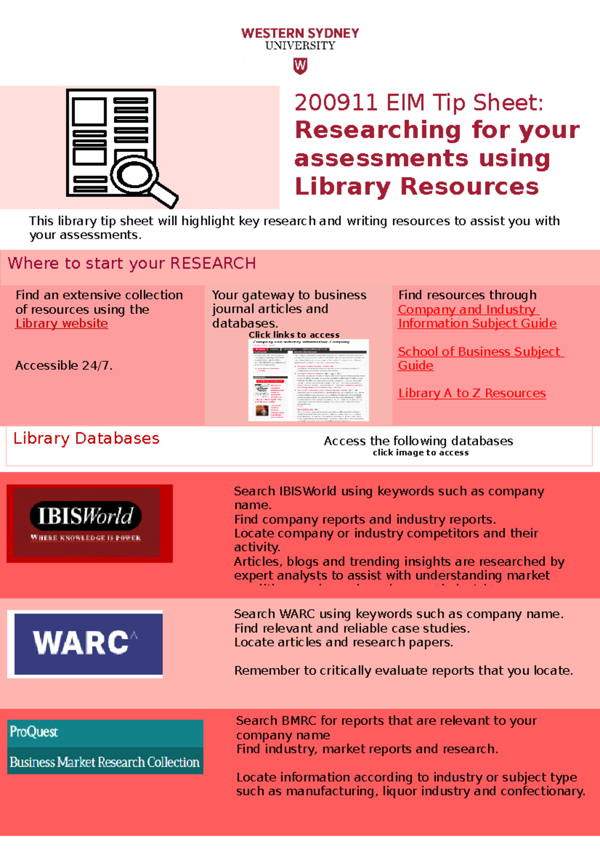 Tip Sheet for Searching for information - This library tip sheet will ...