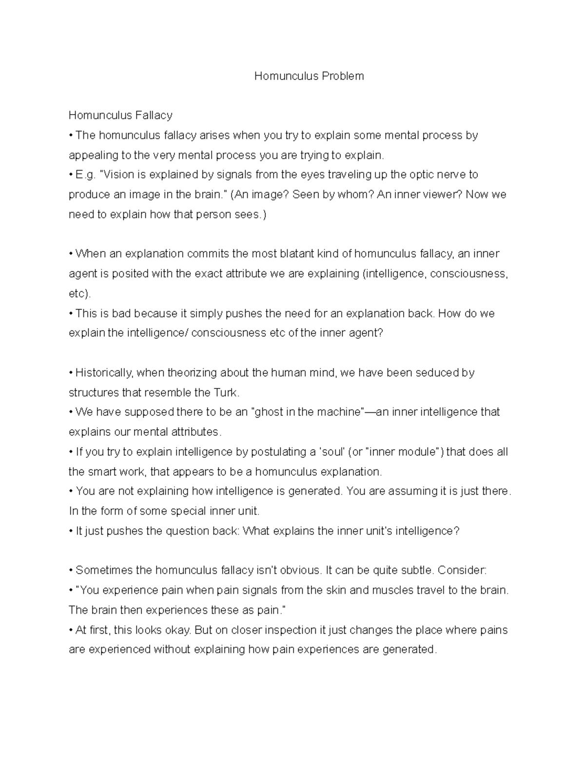 Homunculus Problem - Homunculus Problem Homunculus Fallacy The ...