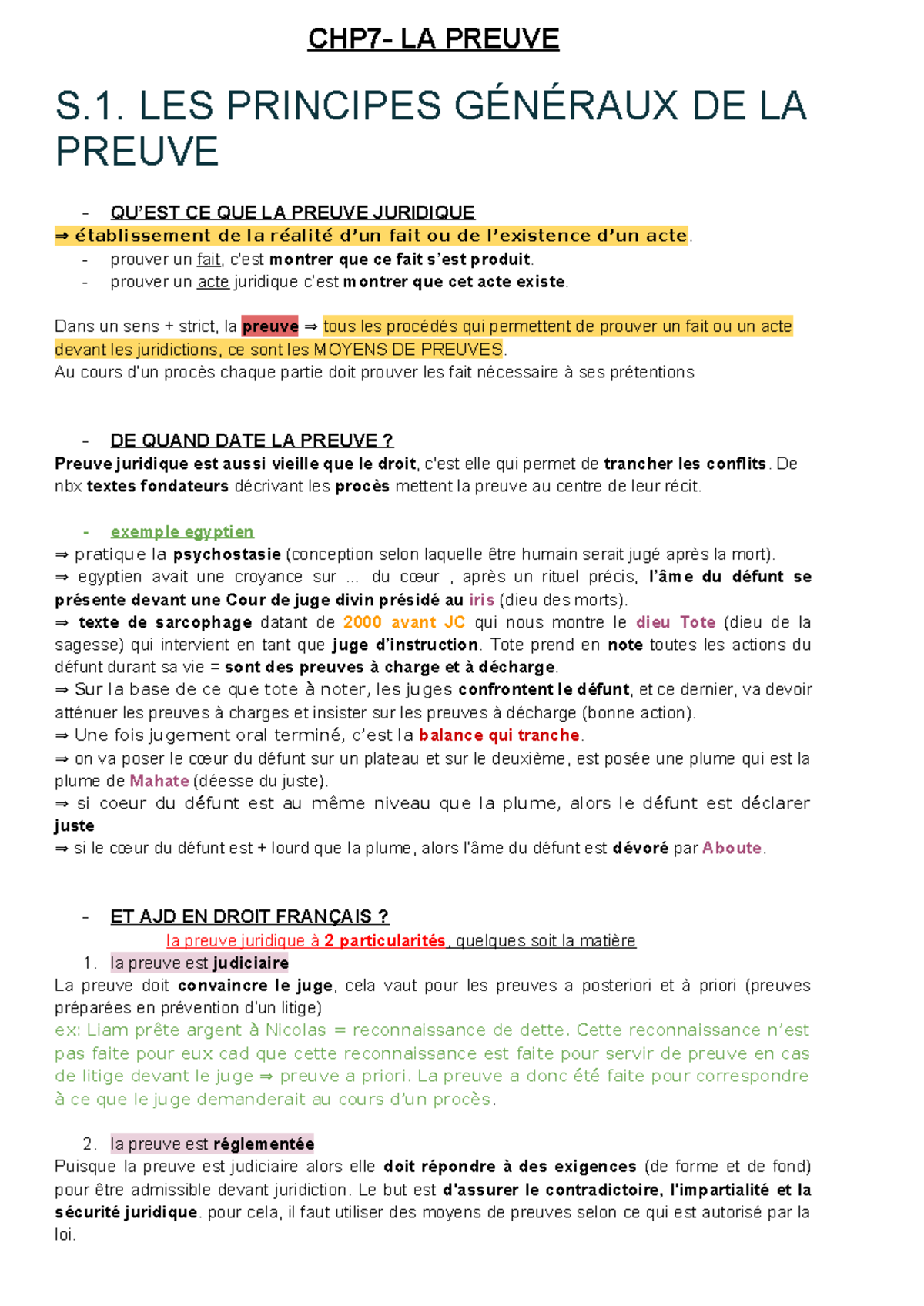 Intro Droit - CHP7- LA Preuve - CHP7- LA PREUVE S. LES PRINCIPES ...