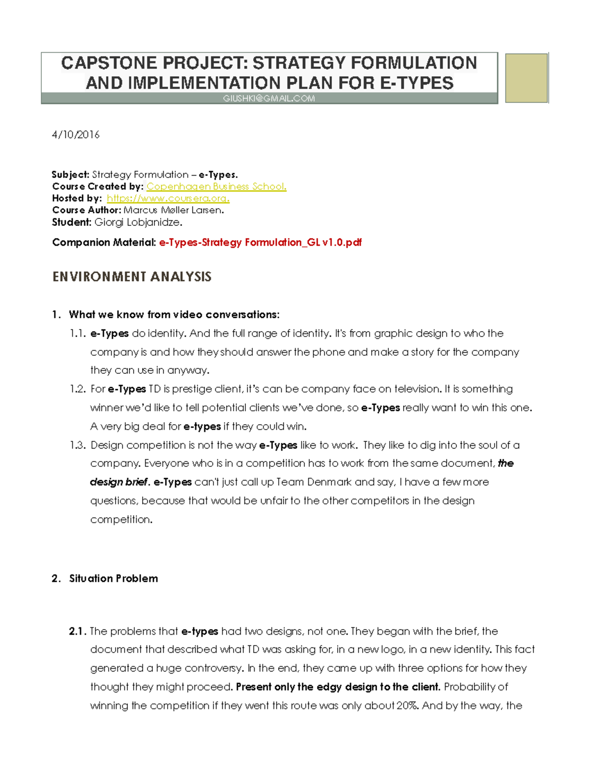 317589348 e Types Strategy Formulation Implementation Merged GL v0 1 - CAPSTONE PROJECT ...